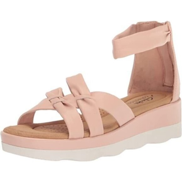 Clarks | Shoes | Clarks Womens Clara Rae Light Pink Fabric Open Toe ...